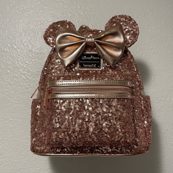 Loungefly | Bags | Loungefly Rosegold Mini Backpack And Mini Ears ...